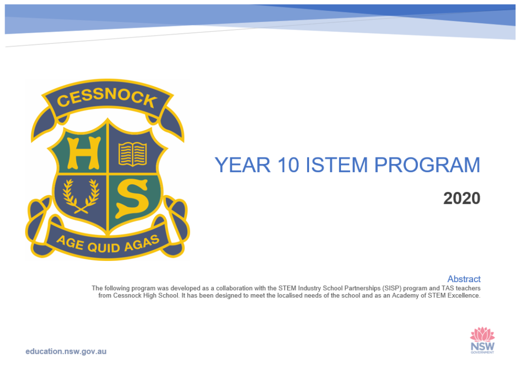 Sample Program Year 10 iSTEM CASE - iTeachSTEM